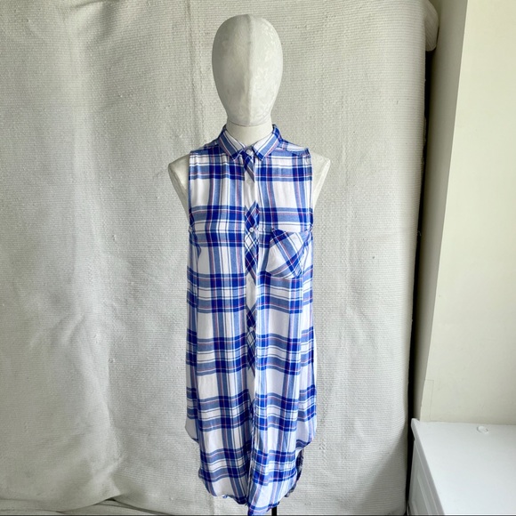 Neiman Marcus | Tops | Rails Xs S Plaid Print High Low Top Duster Blue ...